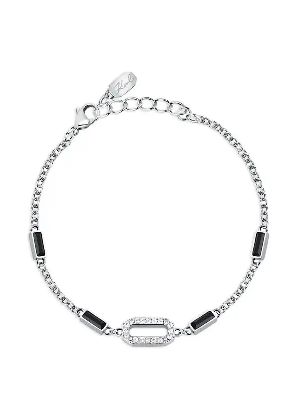 Karl Lagerfeld Oval Crystal Chain Bracelet - Silver