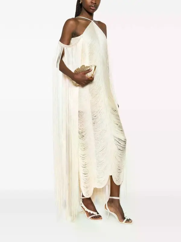 BLESS Fringed Maxi Dress - Neutrals