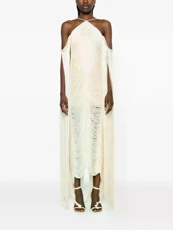 BLESS Fringed Maxi Dress - Neutrals