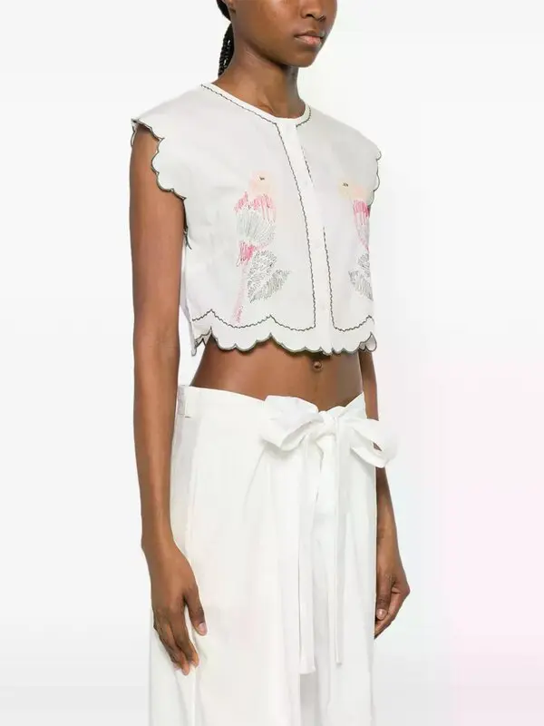 Maison Labiche Embroidery Scalloped Top