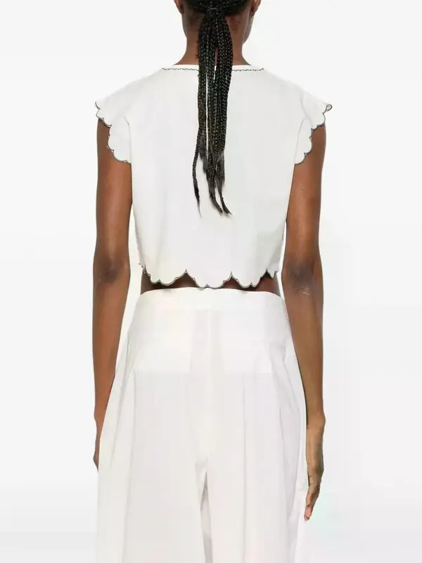 Maison Labiche Embroidery Scalloped Top
