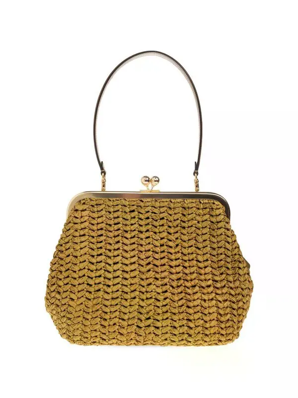 COACH 27 Kisslock Frame Interwoven Tote Bag - Brown