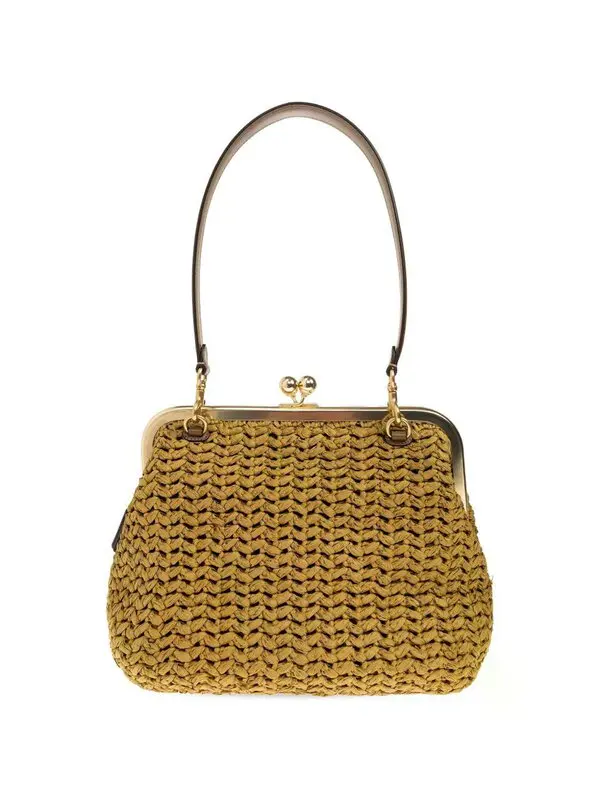 COACH 27 Kisslock Frame Interwoven Tote Bag - Brown
