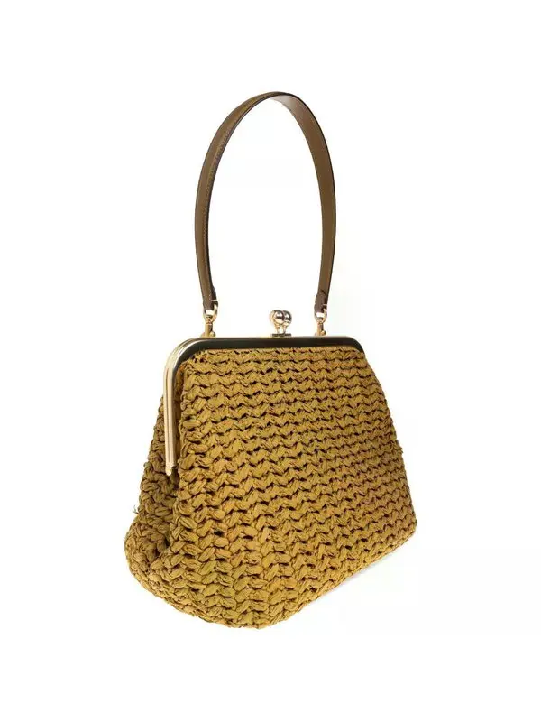 COACH 27 Kisslock Frame Interwoven Tote Bag - Brown