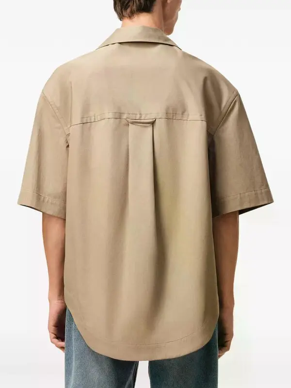AMI Paris Short Sleeve Camp Collar Shirt In Cotton Gabardine