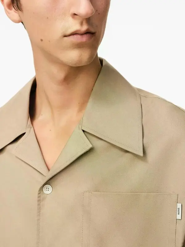 AMI Paris Short Sleeve Camp Collar Shirt In Cotton Gabardine