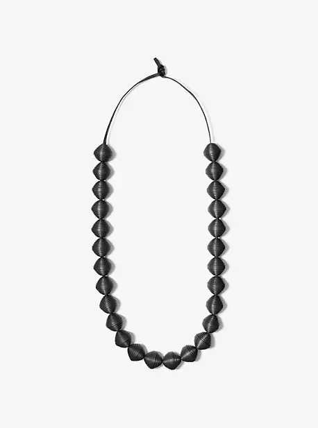 Michael Kors Leather Beads Necklace - Black