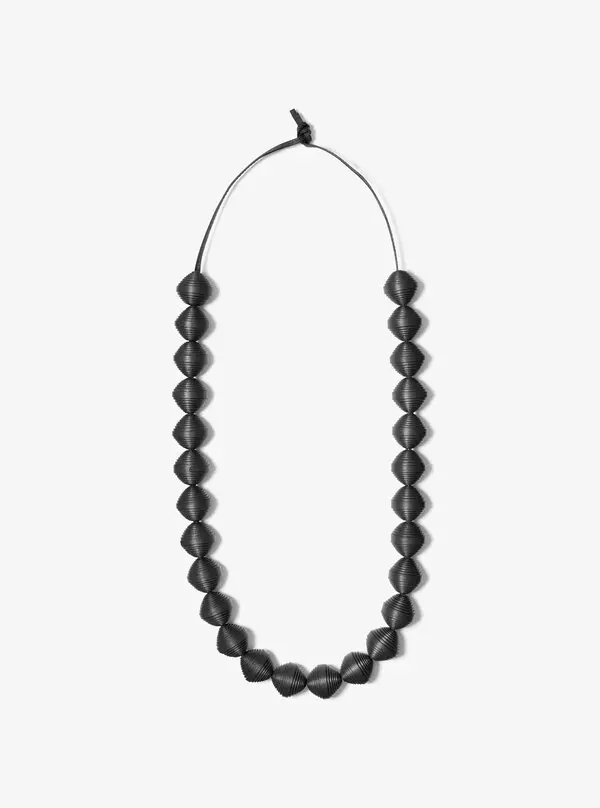 Michael Kors Leather Beads Necklace - Black