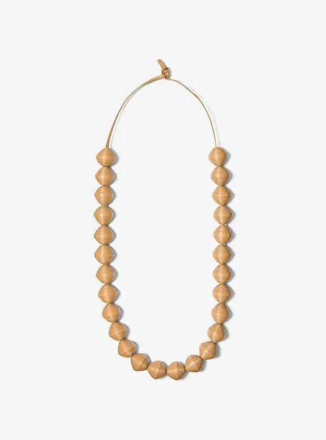 Michael Kors Leather Beads Necklace - Natural