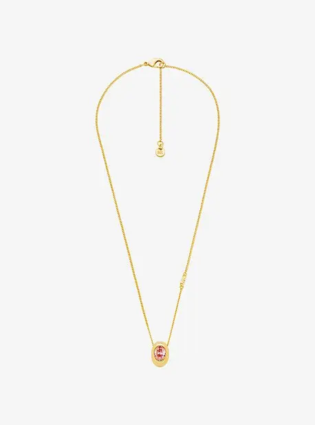 Michael Kors Oval Stone Pendant Necklace - Gold
