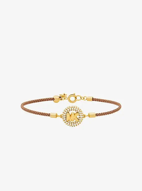 Michael Kors Pavé Gold-tone Logo Corded Bracelet - Brown