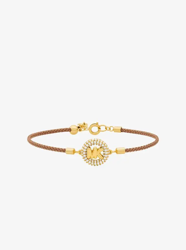 Michael Kors Pavé Gold-tone Logo Corded Bracelet - Brown