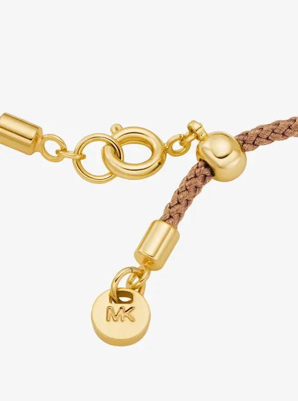 Michael Kors Pavé Gold-tone Logo Corded Bracelet - Brown