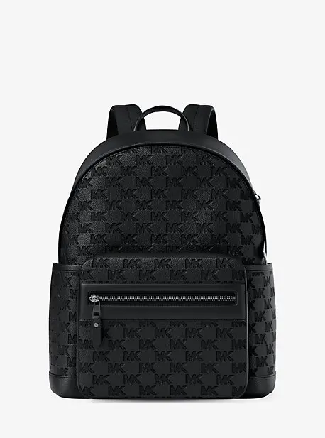 Michael Kors Jet Set Medium Logo De-bossed Pebbled Leather Backpack - Black