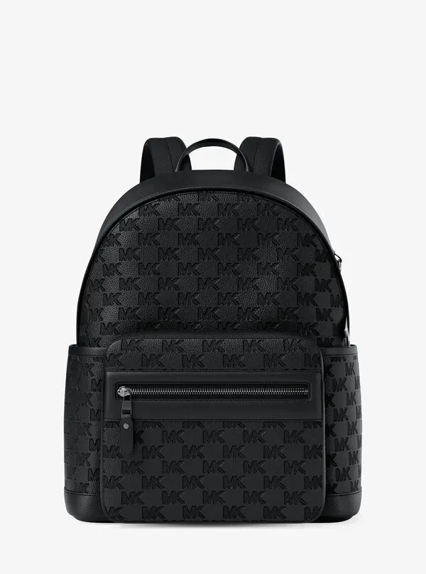 Michael Kors Jet Set Medium Logo De-bossed Pebbled Leather Backpack - Black