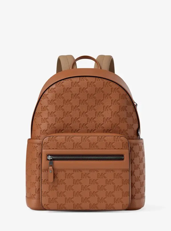 Michael Kors Jet Set Medium Logo De-bossed Pebbled Leather Backpack - Brown