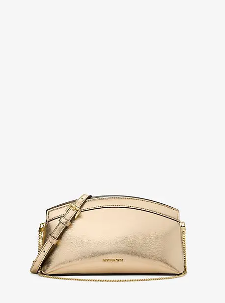 Michael Kors Metallic Leather Convertible Clutch - Gold