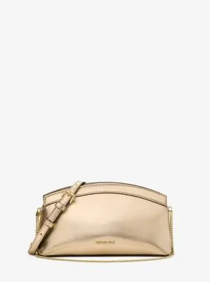 Michael Kors Metallic Leather Convertible Clutch - Gold