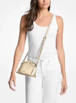 Michael Kors Metallic Leather Convertible Clutch - Gold