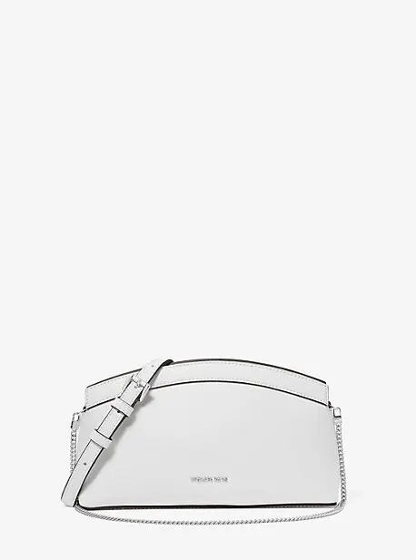 Michael Kors Athena Small Leather Convertible Clutch - White