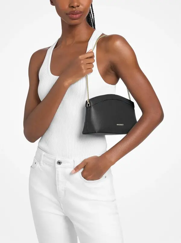 Michael Kors Small Leather Convertible Clutch - Black
