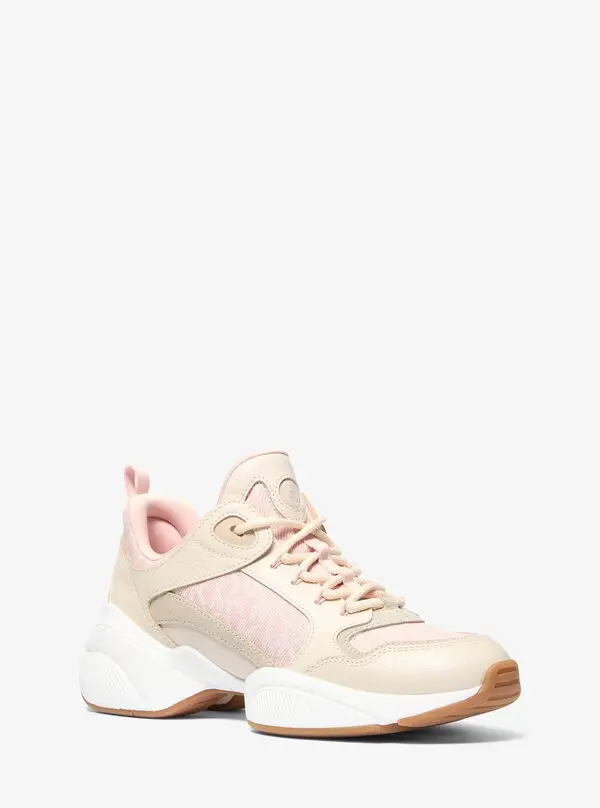 Michael Kors Bowie Signature Logo And Leather Paneled Trainers