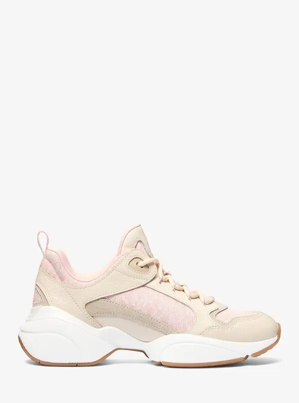 Michael Kors Bowie Signature Logo And Leather Paneled Trainers