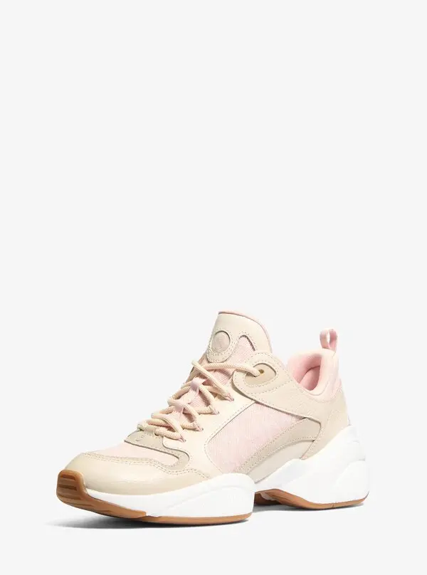 Michael Kors Bowie Signature Logo And Leather Paneled Trainers