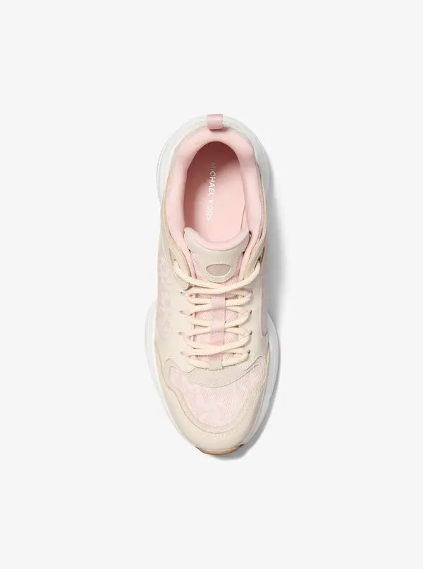 Michael Kors Bowie Signature Logo And Leather Paneled Trainers