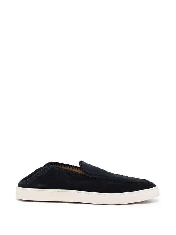 Giorgio Armani Leather Slip-on Sneakers - Blue
