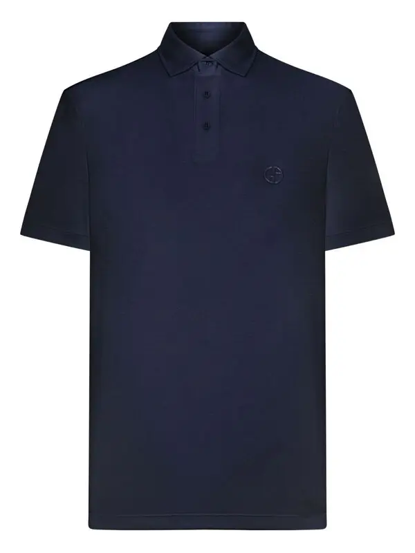 Giorgio Armani Interlock Cotton Polo Shirt - Blue