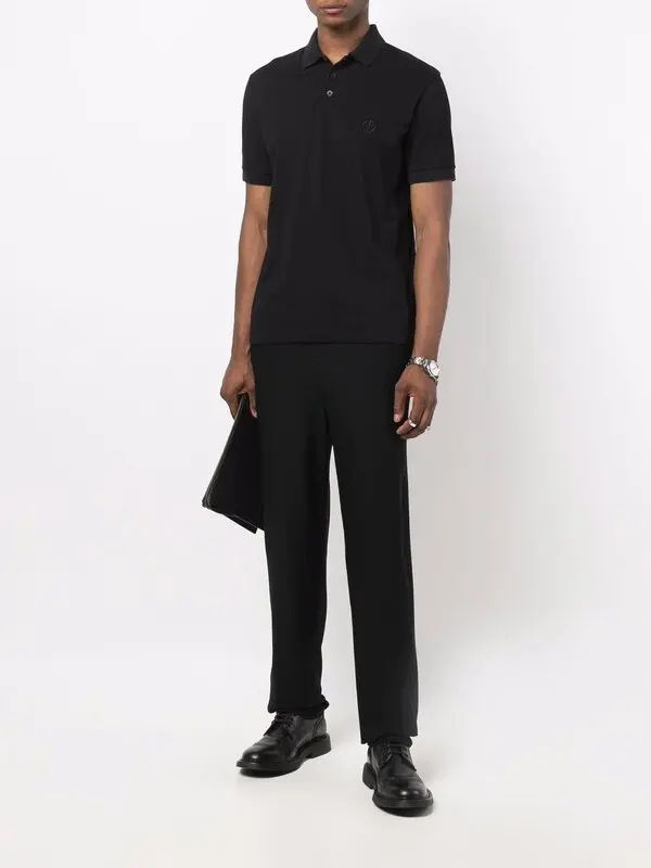 Giorgio Armani Piquet Cotton Polo Shirt - Black