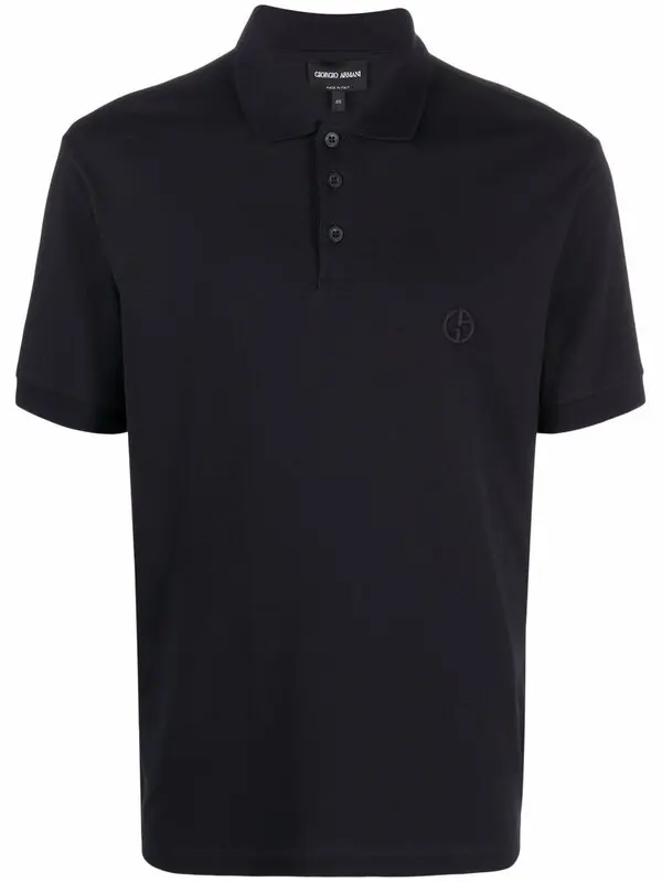 Giorgio Armani Piqeut Cotton Polo Shirt - Blue