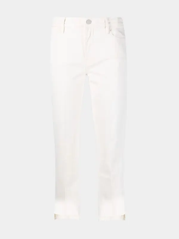 FRAME Le High Straight Raw Stagger Jeans - White