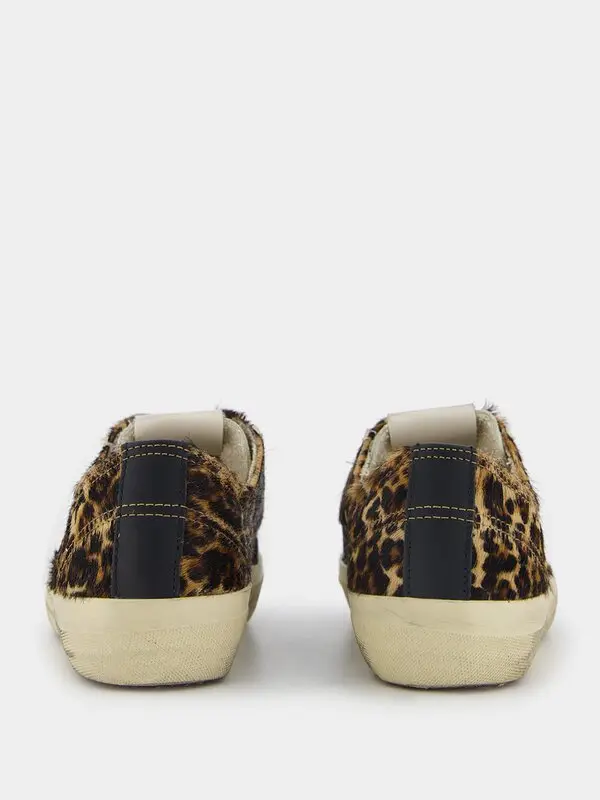 GOLDEN GOOSE V-star Leopard Horsy Sneakers - Brown