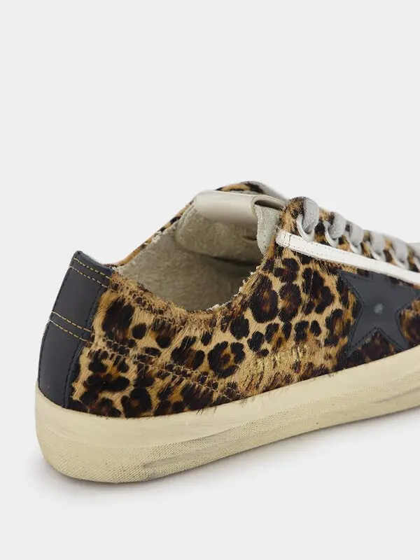 GOLDEN GOOSE V-star Leopard Horsy Sneakers - Brown
