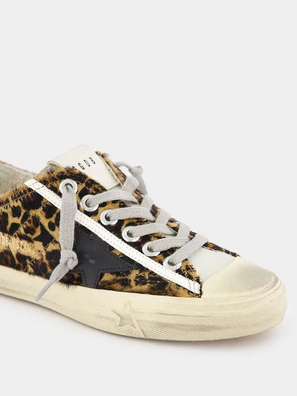 GOLDEN GOOSE V-star Leopard Horsy Sneakers - Brown