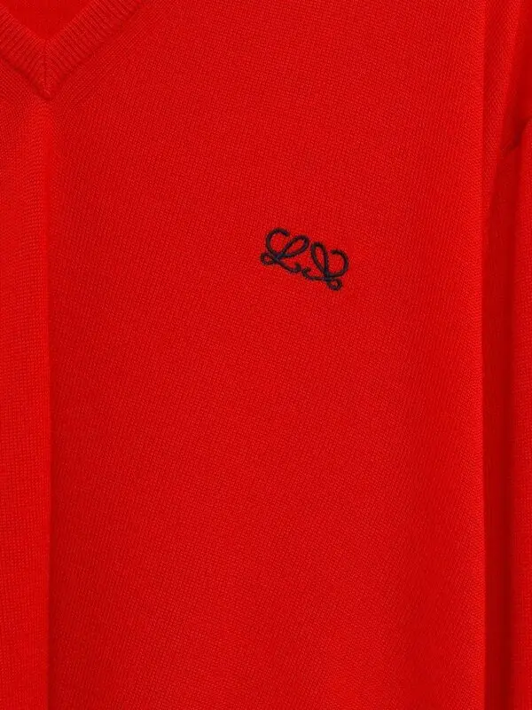 Loewe Wool V-neck Sweater - Red