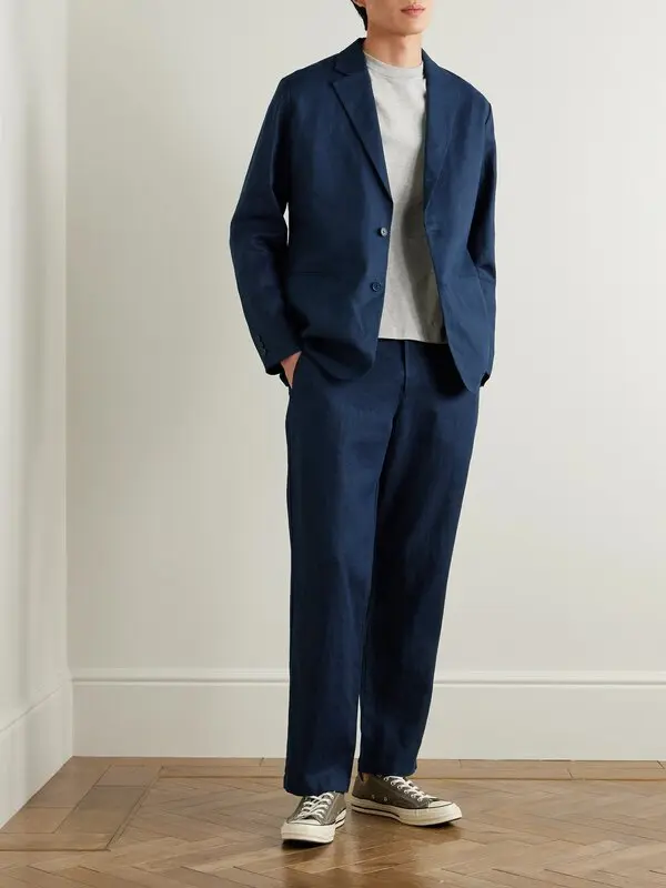 Nn07 Aden 1454 Straight-leg Linen Suit Trousers - Blue