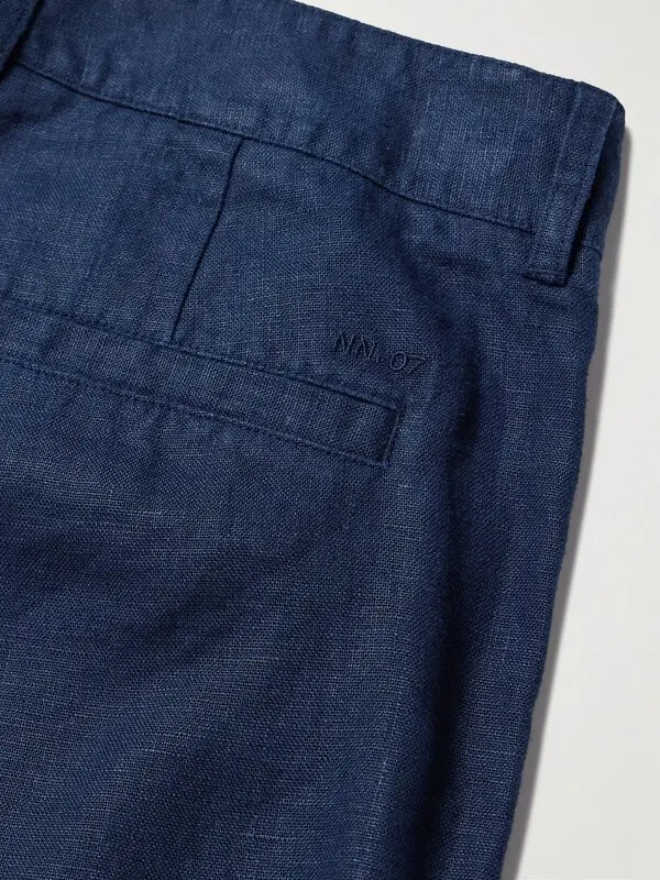 Nn07 Aden 1454 Straight-leg Linen Suit Trousers - Blue