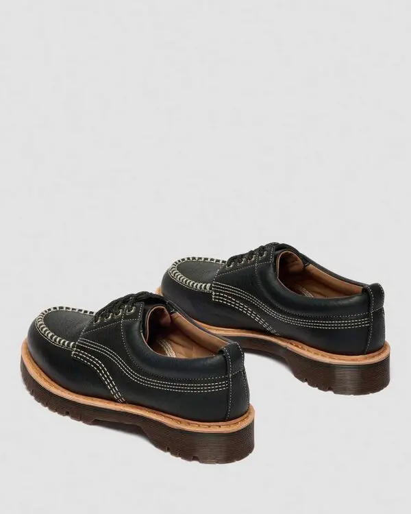 Dr. Martens Lowell Wild Grain Leather Moc Toe Shoes - Black