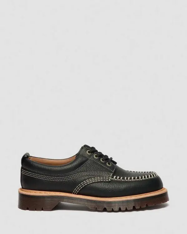 Dr. Martens Lowell Wild Grain Leather Moc Toe Shoes - Black