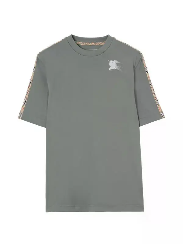 Burberry Check-trim Jersey T-shirt - Grey
