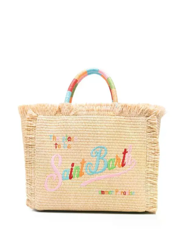 MC2 SAINT BARTH Embroidered Frayed Tote Bag