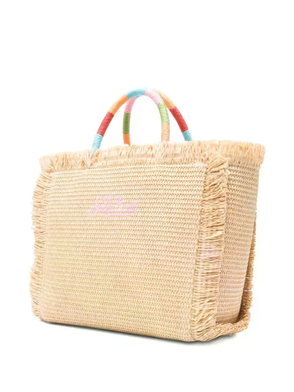 MC2 SAINT BARTH Embroidered Frayed Tote Bag