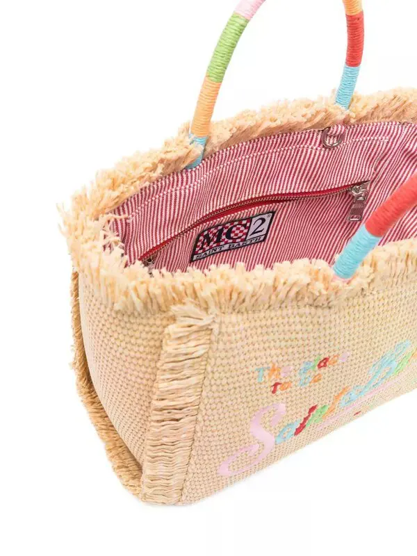 MC2 SAINT BARTH Embroidered Frayed Tote Bag