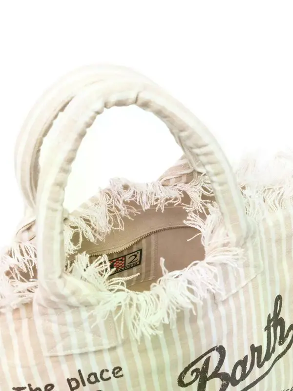 MC2 SAINT BARTH Striped Fringed Tote Bag - Neutrals