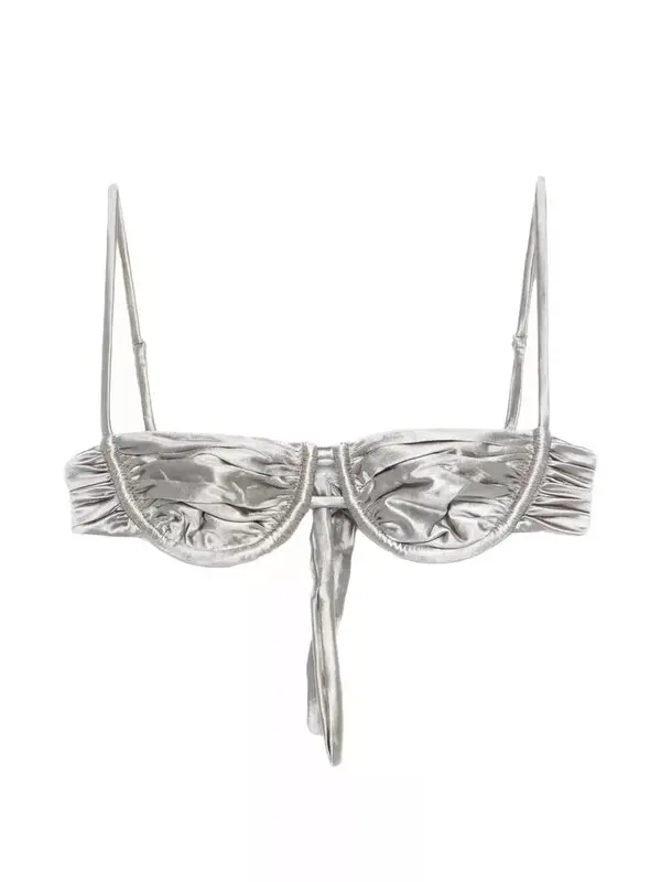 ISA BOULDER Ruched Bikini Top - Silver