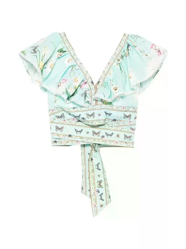 PAPER LACE Ruffled Floral Print Top