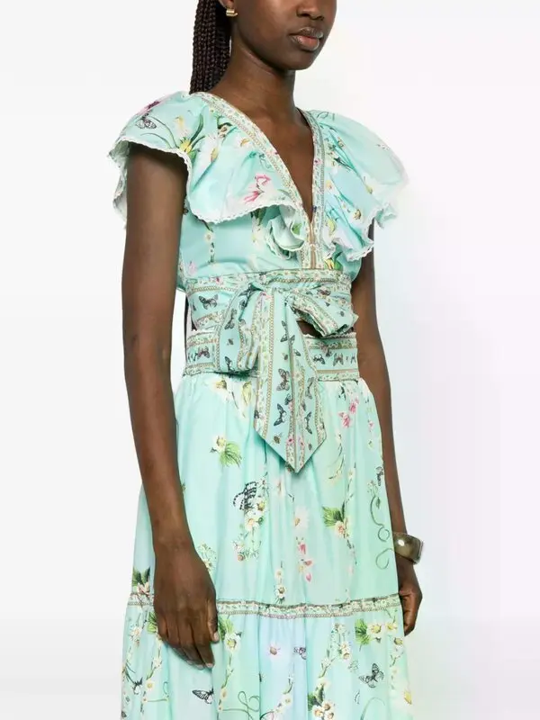 PAPER LACE Ruffled Floral Print Top